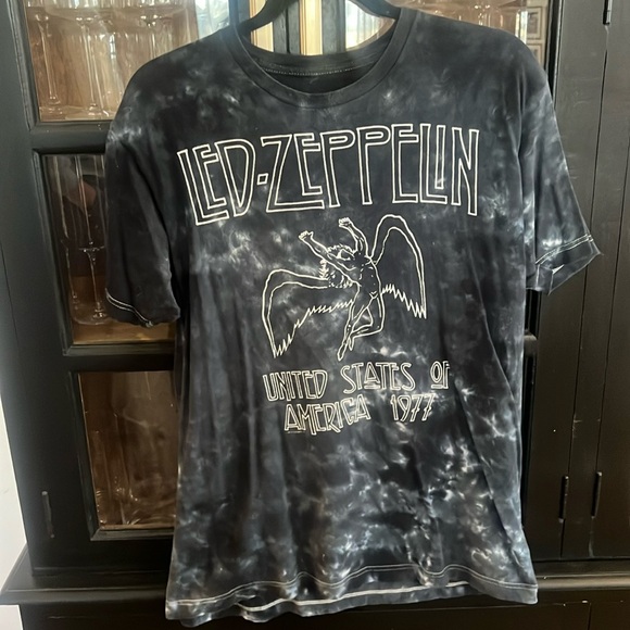 Tops | Led Zeppelin United States Of America 1977 Shirt Blue Tye Dye L ...